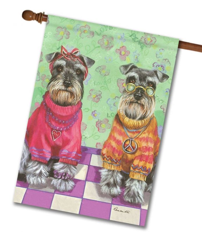 Buy: Schnauzer Love & Peace – House Flag Dog Flagology.com