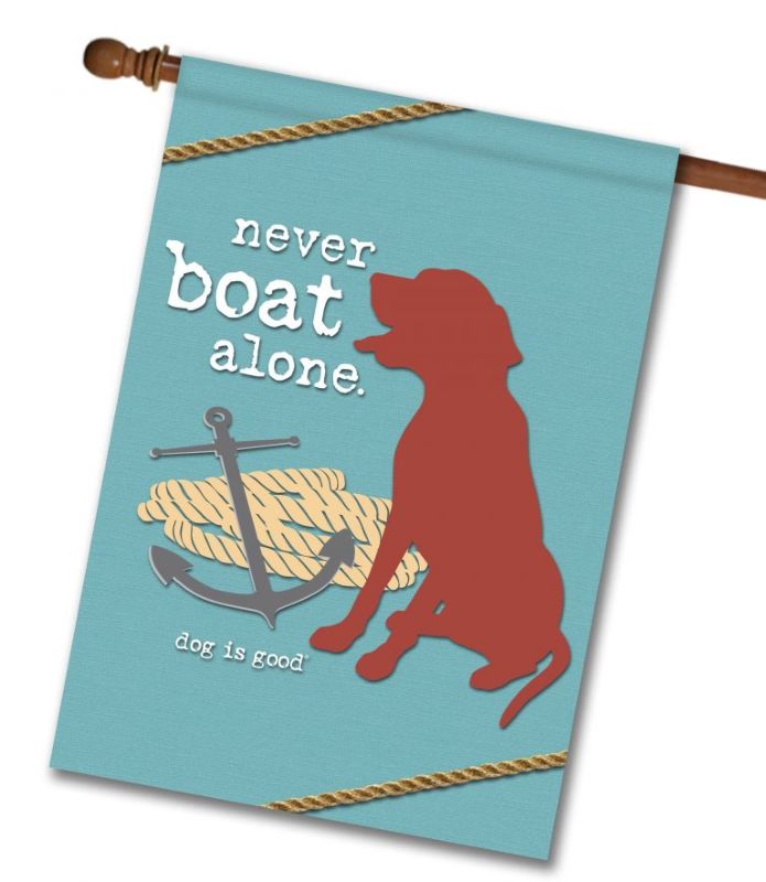 Buy: Never Boat Alone – House Flag Summer All Dog Flagology.com