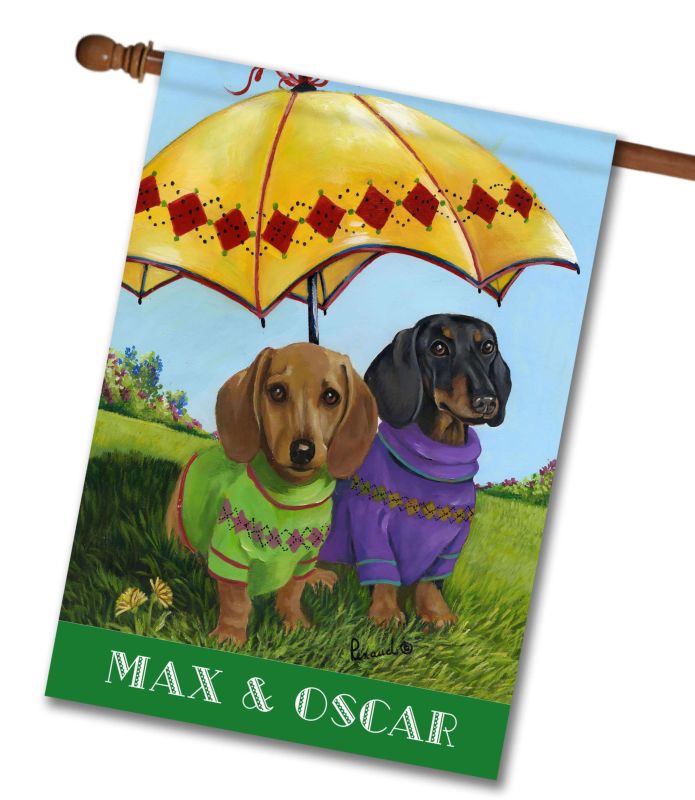 Spring Personalized Doxie House Flag - Custom Printed Flags | Flagology.com