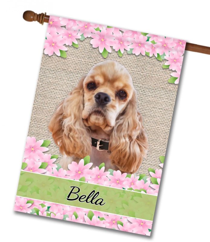 Buy: Personalized Spring Flowers Cocker Spaniel – House Flag Flagology.com