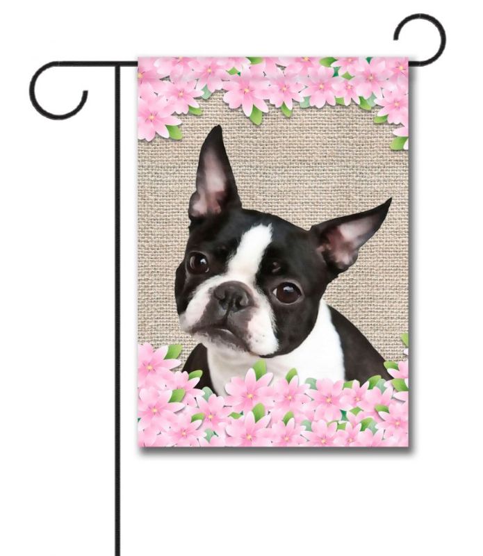 Buy: Spring Flowers Boston Terrier – Garden Flag Flagology.com
