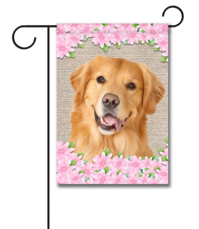 Buy: Spring Flowers Golden Retriever – Garden Flag Flagology.com