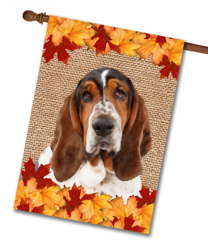 Buy: Fall Leaves Basset Hound – House Flag Fall Flagology.com