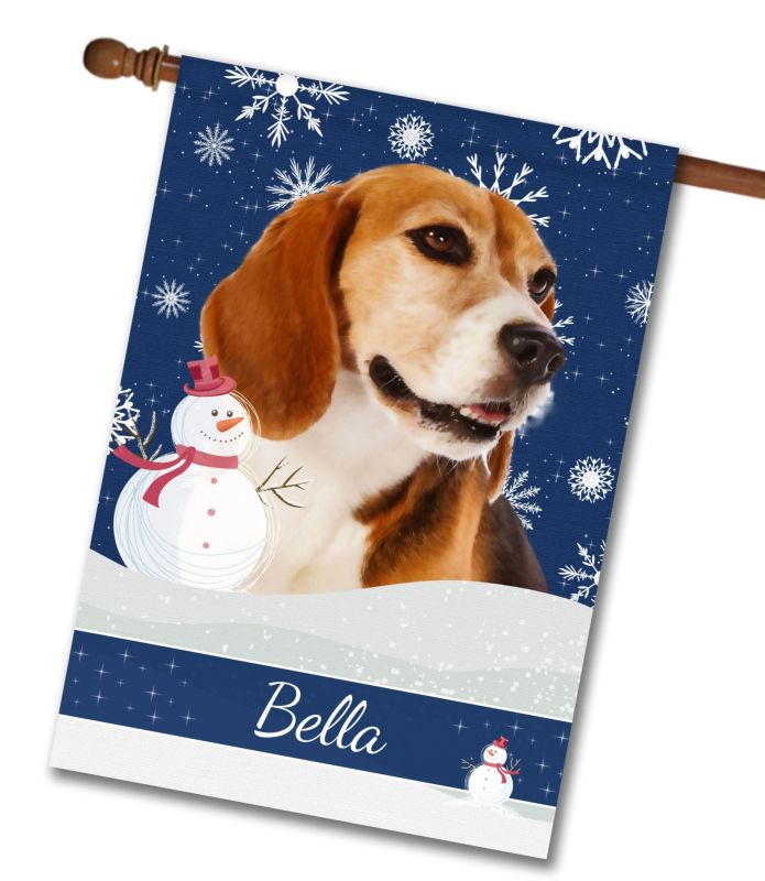 Personalized Winter Beagle House Flag - Custom Printed Flags ...