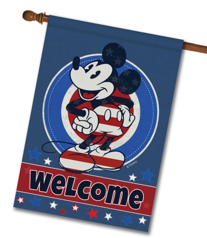 Buy: Welcome Red White and Blue Mickey Stars – House Flag Flagology.com