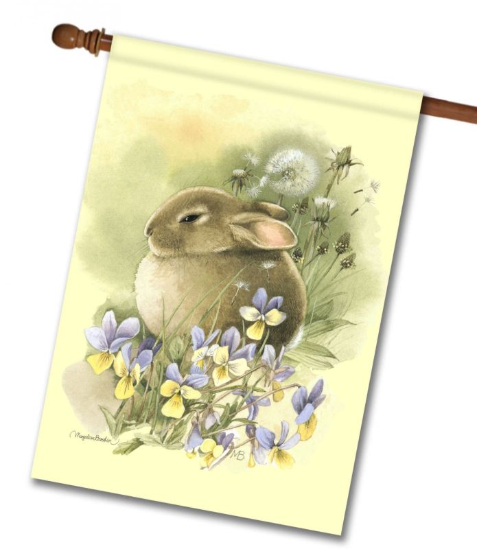 Buy: Bunny in Meadow – House Flag Spring Easter Flagology.com