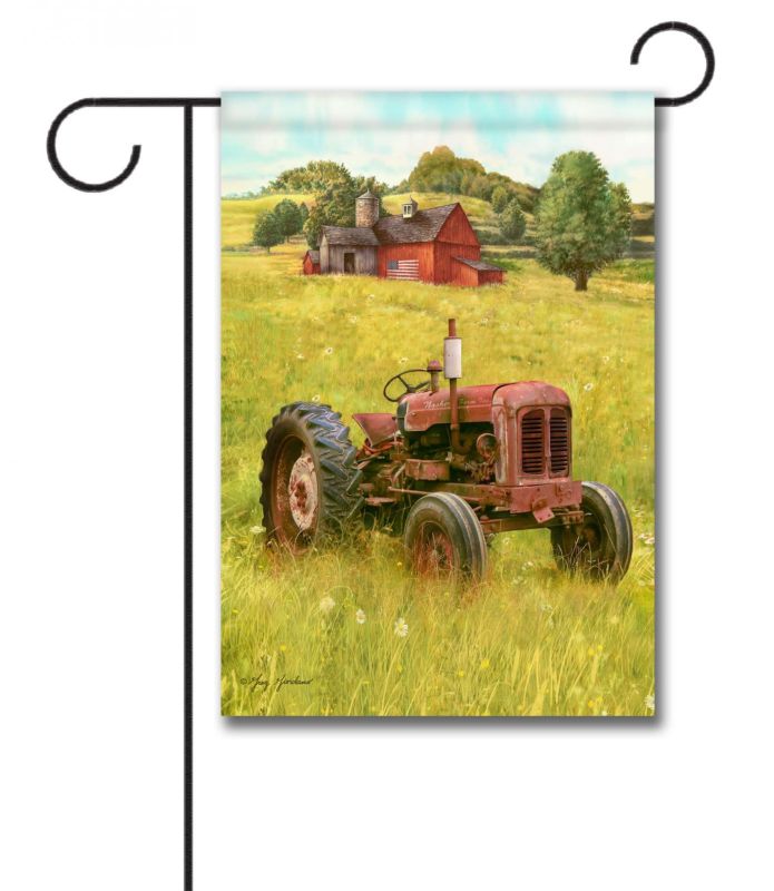 Buy: Rustic Barn Tractor – Garden Flag Spring Art Flagology.com