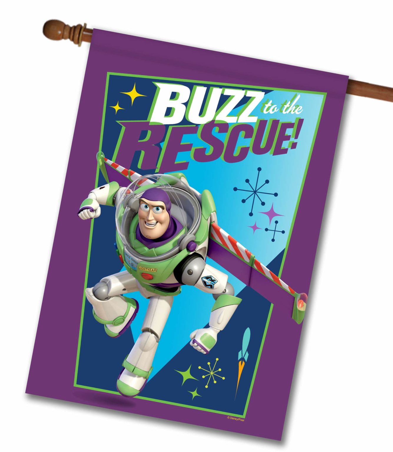 Buy: Buzz to the Rescue – House Flag All Disney Flagology.com