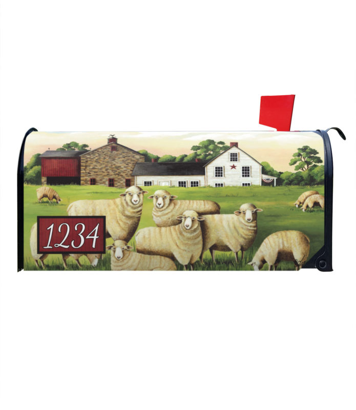 Buy: Farmhouse Sheep Magnetic Mailbox Cover Spring Art Flagology.com