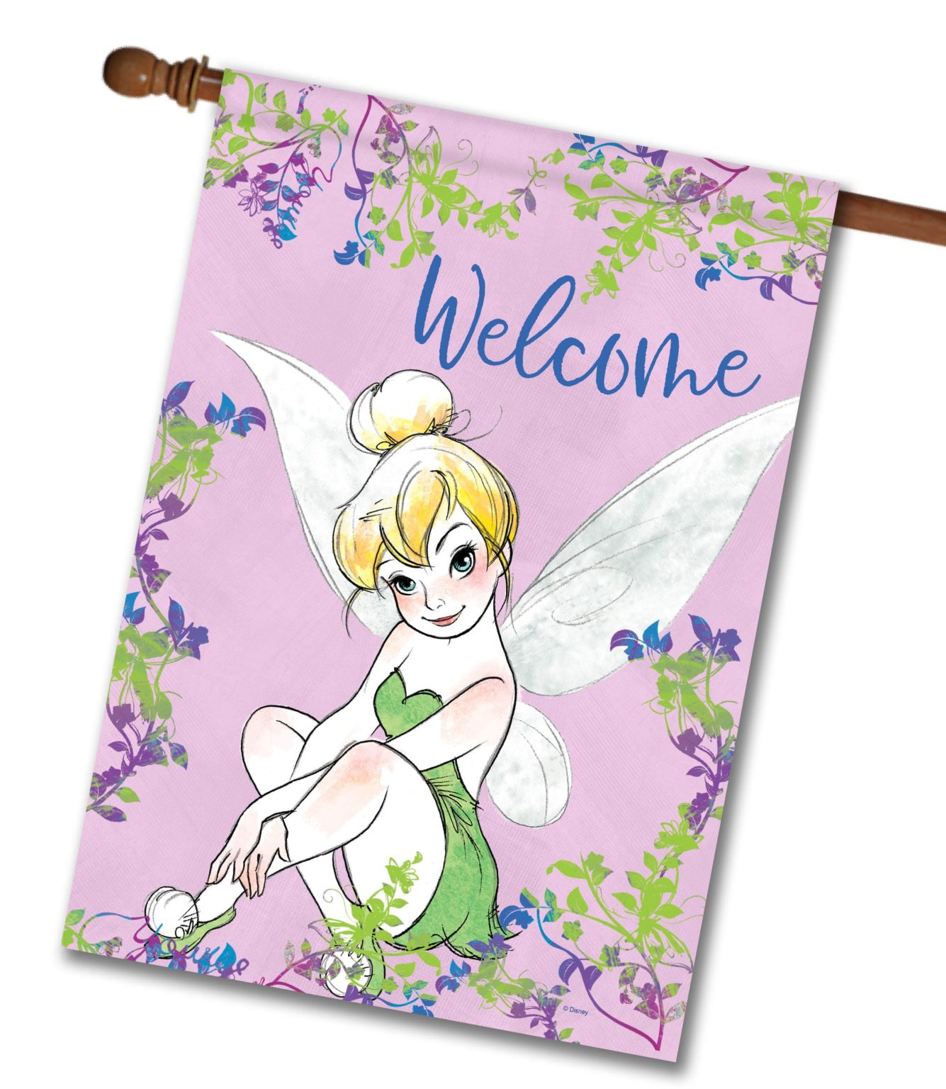 Buy: Tinker Bell Welcome Spring Vines – House Flag Flagology.com