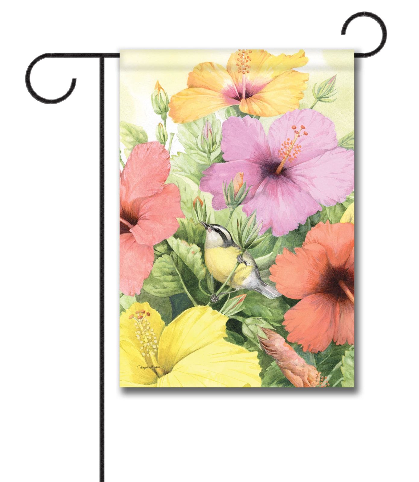 Buy: Hibiscus – Garden Flag Summer Art Bird Flagology.com