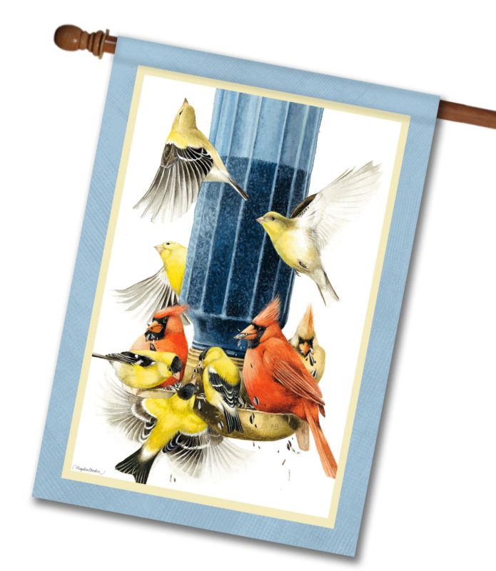 Buy: Birds at the Feeder – House Flag Summer Art Flagology.com