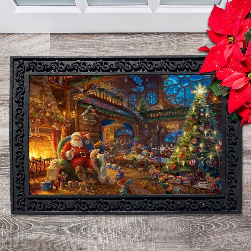 Buy: Santa’s Workshop Doormat Christmas Art Santa Flagology.com