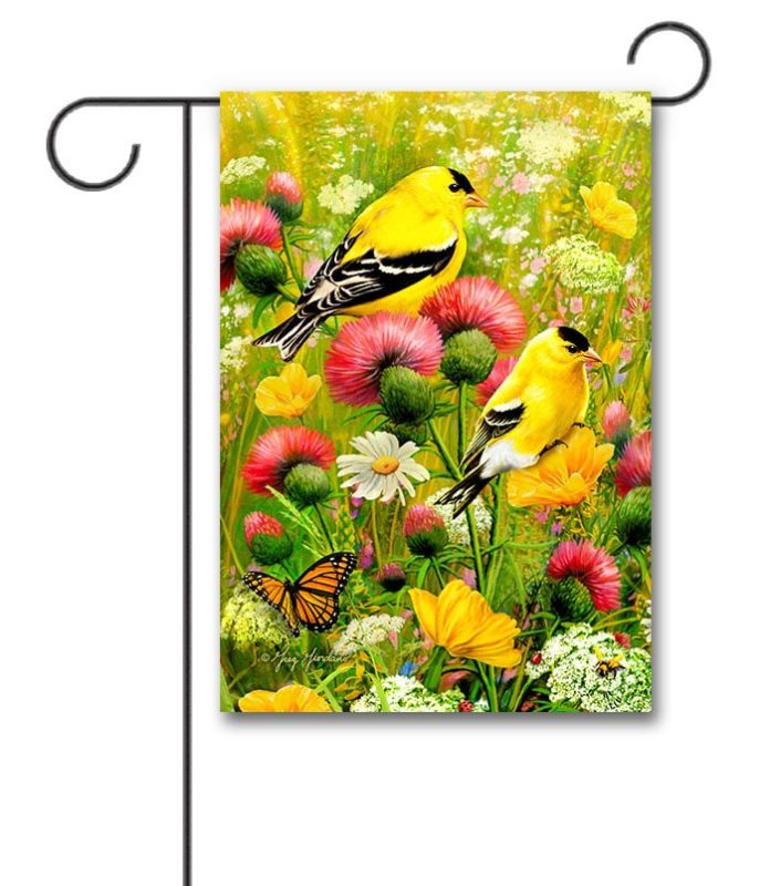 Buy: Goldfinch Floral – Garden Flag Spring Art Flagology.com