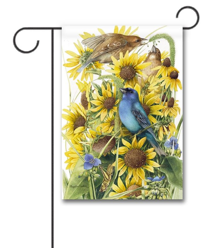 Buy: Indigo Bunting and Sunflowers – Garden Flag Flagology.com