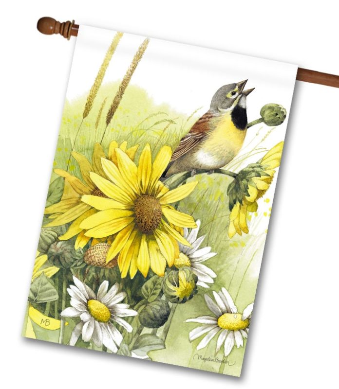 Buy: Spring Bird and Wildflowers – House Flag Art Flagology.com