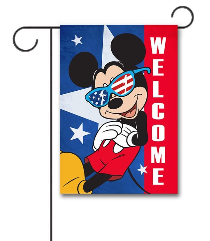 Buy: Americana Mickey Mouse Welcome – Garden Flag Flagology.com