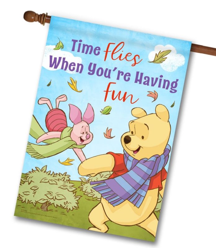 Buy: Time Flies Pooh and Piglet – House Flag Fall Flagology.com