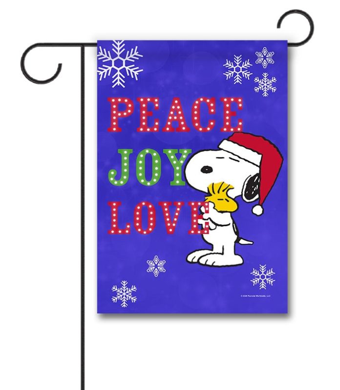 Buy: PEANUTS® Peace Joy Love – Garden Flag Flagology.com