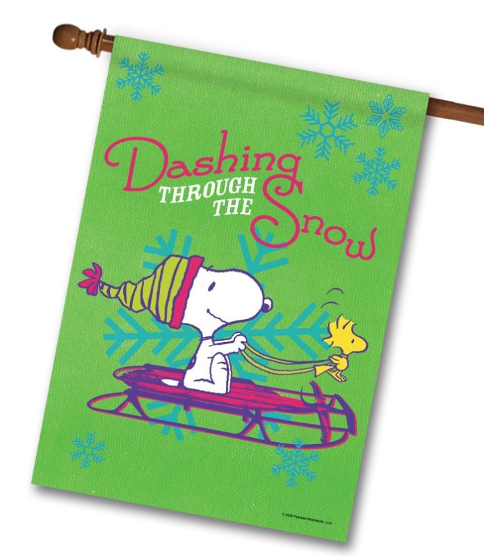 Buy: PEANUTS® Dashing Through the Snow – House Flag Flagology.com