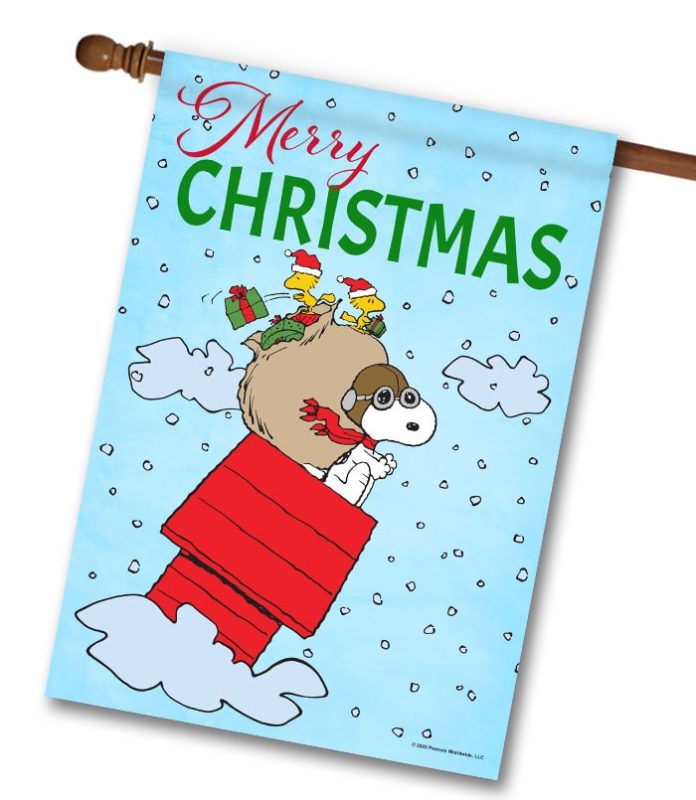 Buy: PEANUTS® Merry Christmas Snoopy Sleigh – House Flag Flagology.com