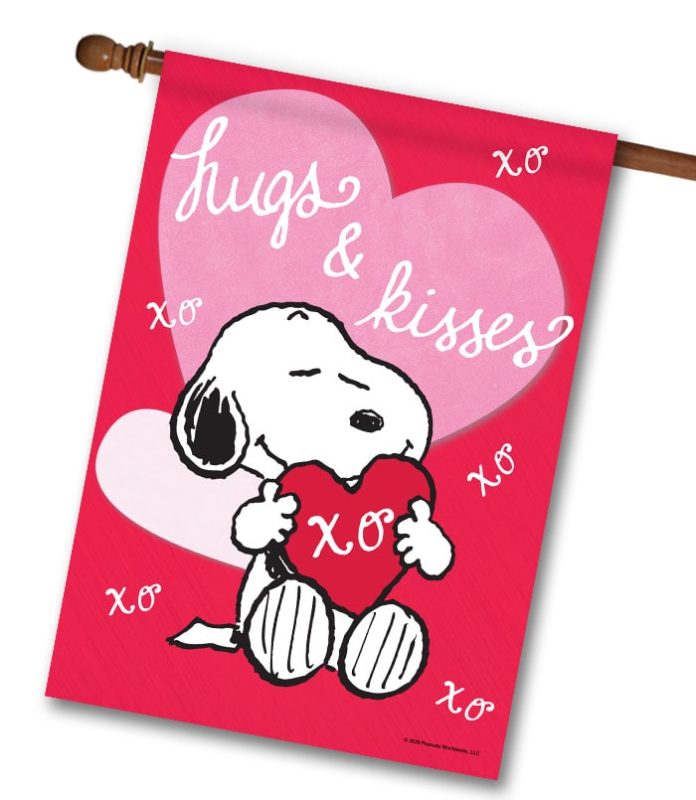Buy: PEANUTS® Hugs and Kisses Snoopy – House Flag Flagology.com