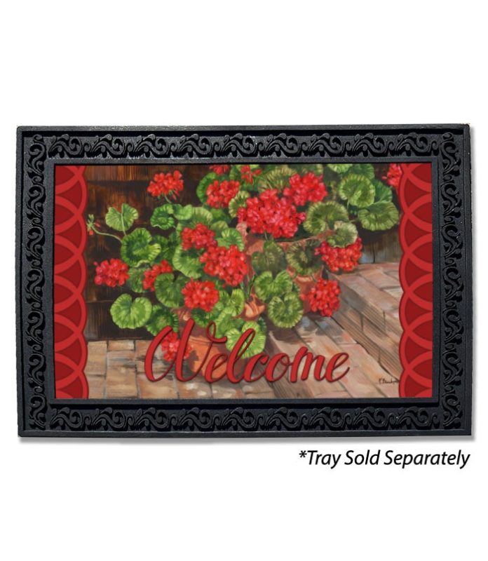 Buy: Welcome Geraniums Doormat Spring Summer Art Flagology.com