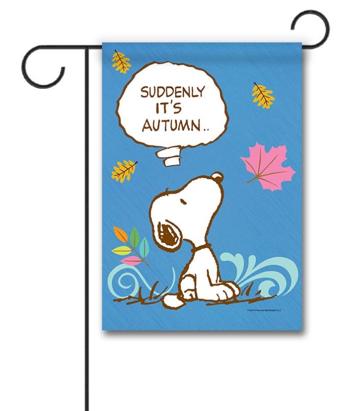 Buy: PEANUTS® Suddenly It’s Autumn – Garden Flag Flagology.com