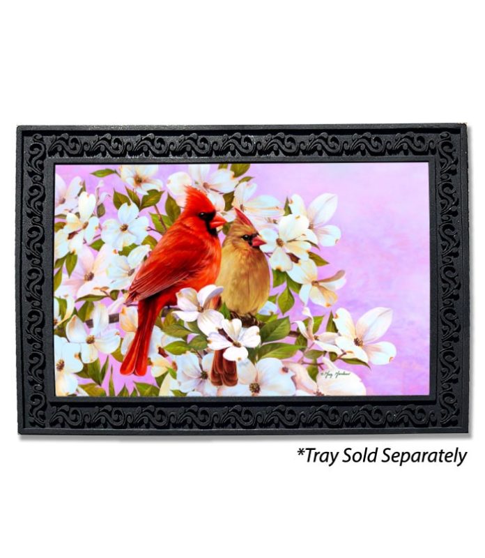 Buy: Cardinal Pair & Dogwood Doormat Spring Art Flagology.com