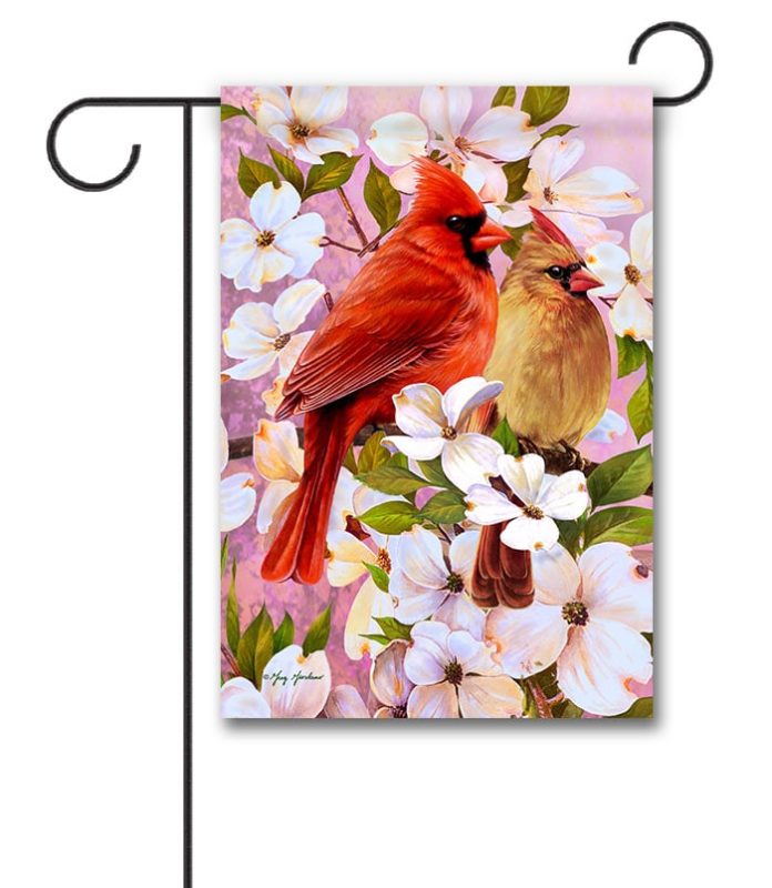 Buy: Cardinal Pair & Dogwood – Garden Flag Flagology.com