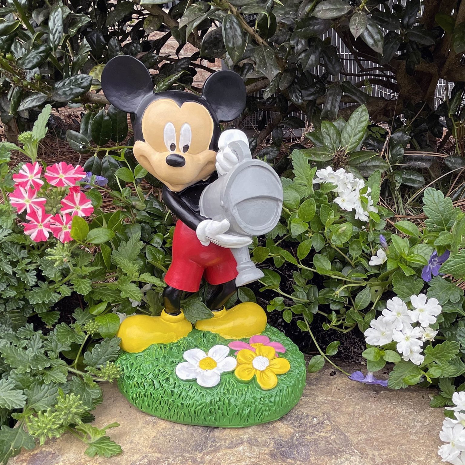 Buy: Mickey Watering Flowers 8″ Statue Spring Flagology.com