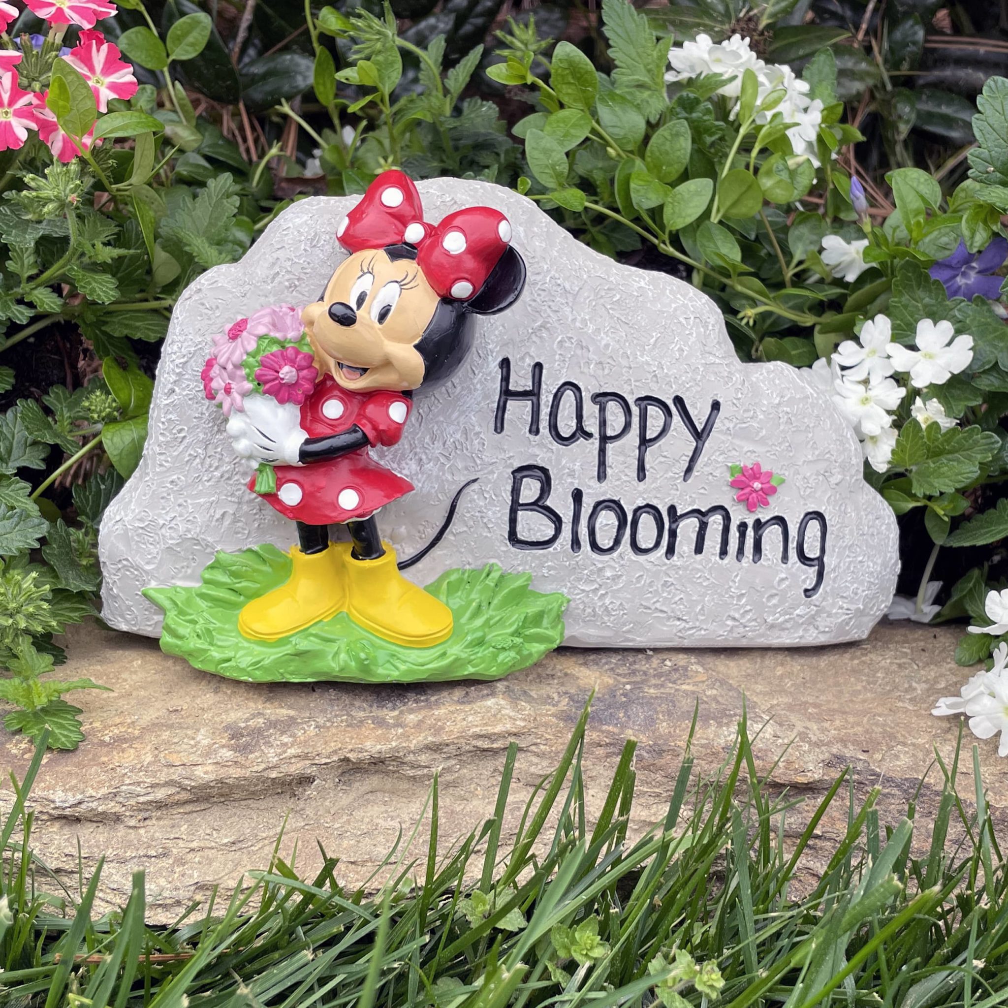 Buy: Minnie Mouse Happy Blooming 5″ Garden Rock Flagology.com
