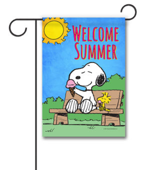 Buy: PEANUTS® Welcome Summer Snoopy & Woodstock – Garden Flag Flagology.com