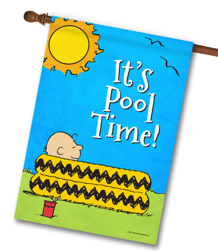 Buy: PEANUTS® Pool Time Charlie Brown – House Flag Flagology.com