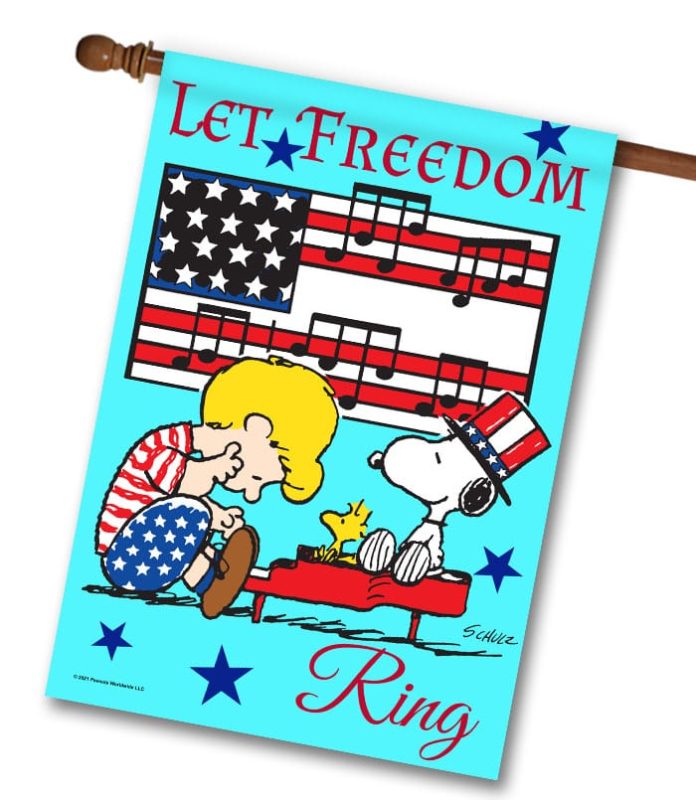 Buy: PEANUTS® Home of the Brave Snoopy – House Flag Flagology.com