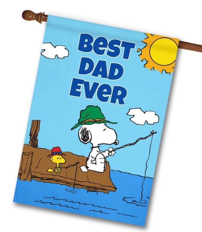 Buy: PEANUTS® Best Dad Ever Gone Fishing – House Flag Flagology.com
