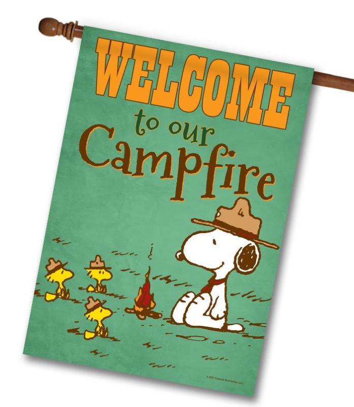 Buy: PEANUTS® Welcome to Our Campfire Snoopy – House Flag Flagology.com