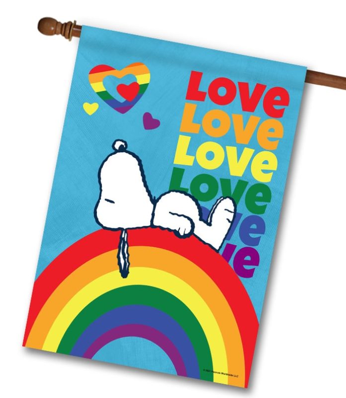 Buy: PEANUTS® Rainbow Pride Snoopy – House Flag Flagology.com