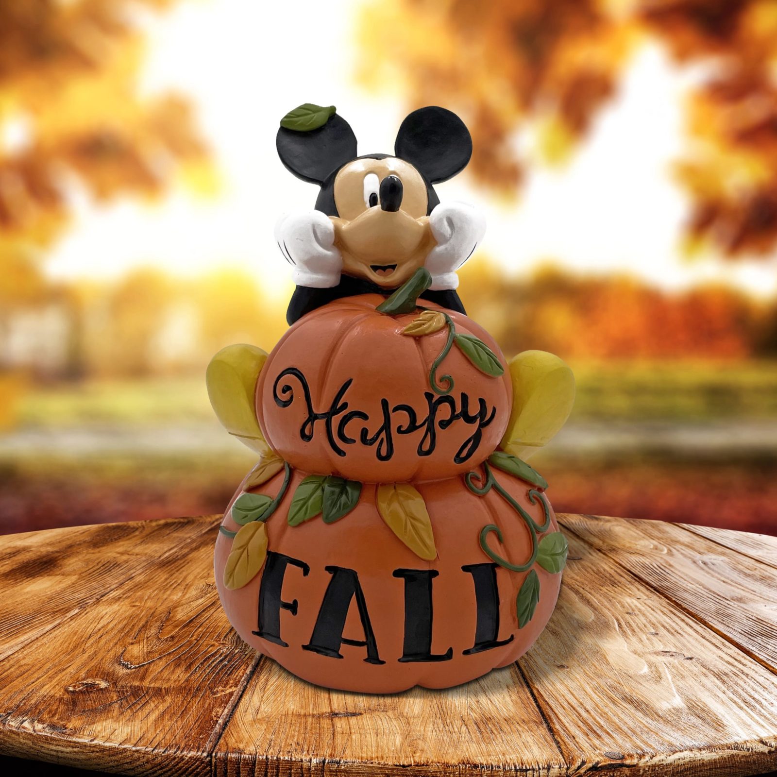 Buy: Mickey Stacked Pumpkin Happy Fall 7″ Statue Flagology.com