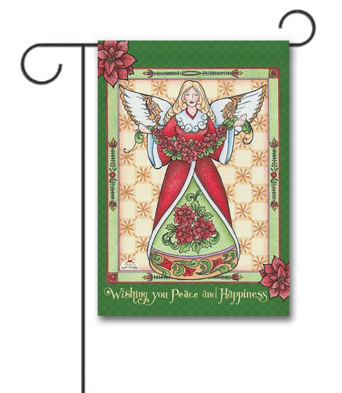 Buy: Jim Shore Peace and Happiness Poinsettia Angel – Garden Flag ...