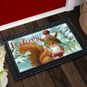 Buy: Winterscape Squirrel Doormat Winter Christmas Art Flagology.com