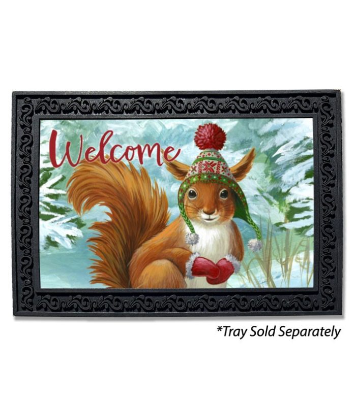Buy: Winterscape Squirrel Doormat Winter Christmas Art Flagology.com