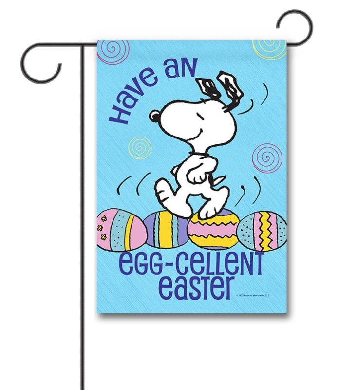 Buy: PEANUTS® Snoopy Have an Egg-cellent Easter – Garden Flag Flagology.com