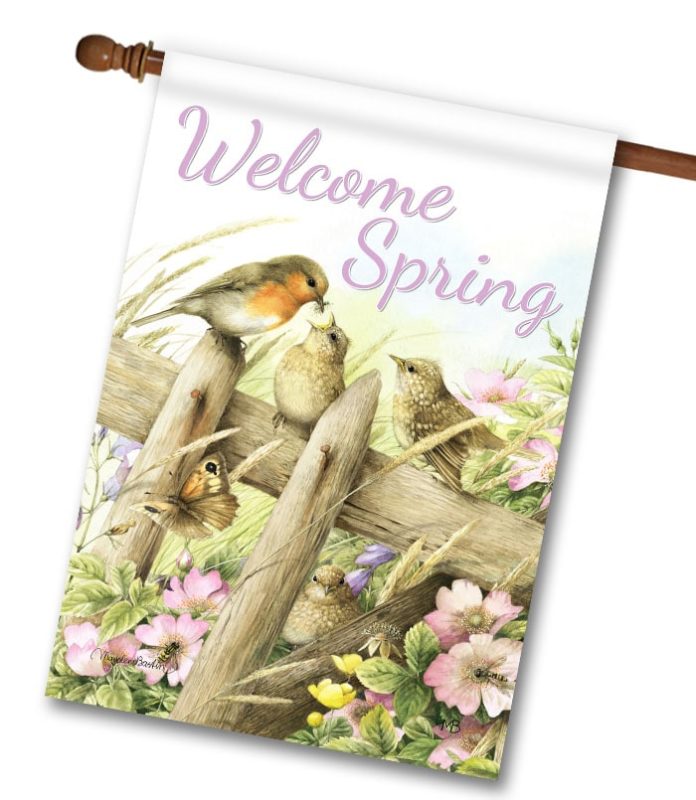 Buy: Welcome Spring Robins – House Flag Spring Flagology.com