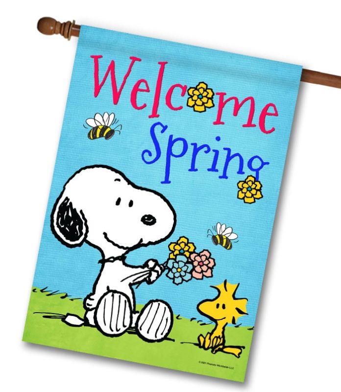 Buy: PEANUTS® Welcome Friends Snoopy & Woodstock – House Flag Flagology.com