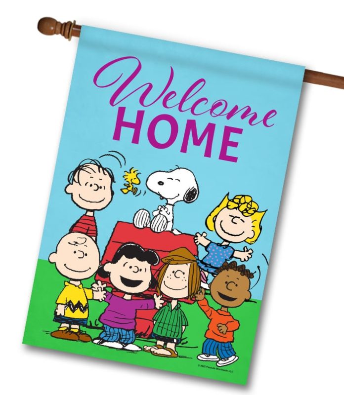 Buy: PEANUTS® Welcome Home Gang – House Flag Flagology.com