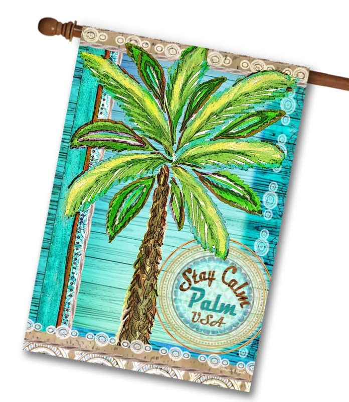 Buy: Stay Calm Palm USA – House Flag Summer Art Flagology.com