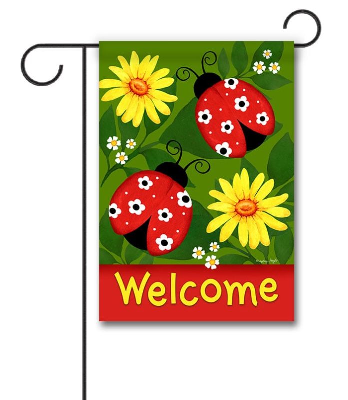 Buy: Daisy Ladybug Welcome – Garden Flag Spring Flagology.com
