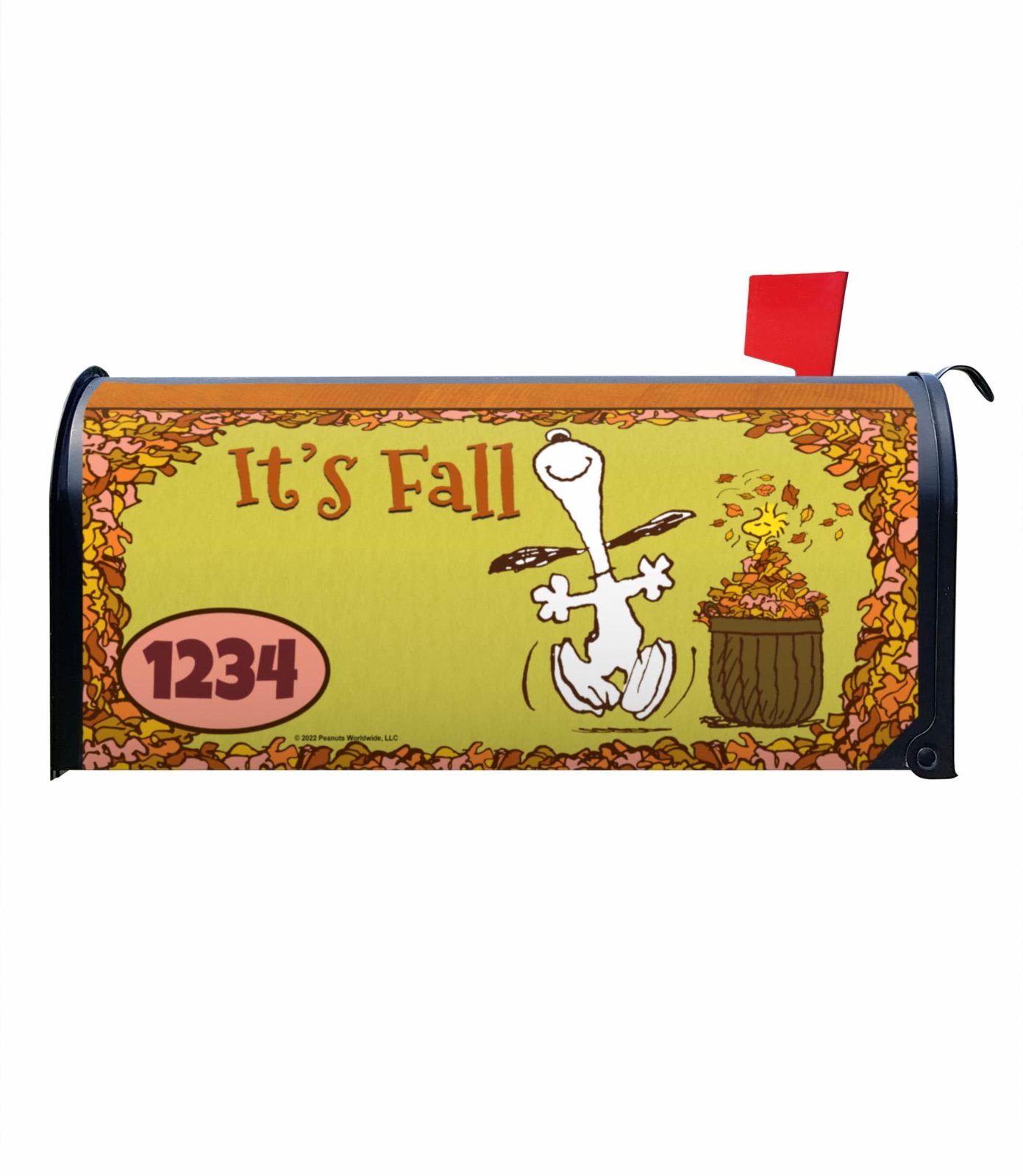 Buy: PEANUTS® Snoopy Woodstock Leaf Pile Fun Magnetic Mailbox Cover ...