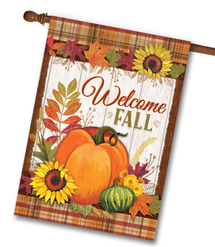 Buy: Welcome Fall Plaid – House Flag Fall Art Flagology.com